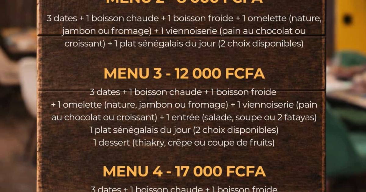 Menu Ramadan 2026 – Formules Iftar dès 4 000 FCFA & Buffet du Samedi